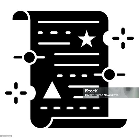 파피루스 솔리드 아이콘 할로윈 개념 흰색 배경에 텍스트 기호가 있는 오래 된 원고 양피지 종이 웹 디자인에 대 한 스타일의 마법 파피루스 아이콘에 철자 벡터 그래픽 검은색에