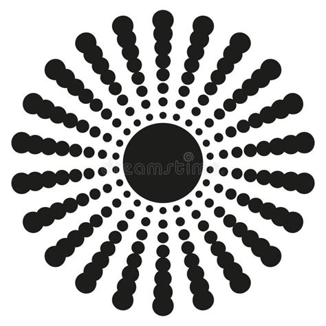 Radial Dot Pattern Black Abstract Shape Circular Burst Vector Modern Symmetrical Layout Stock
