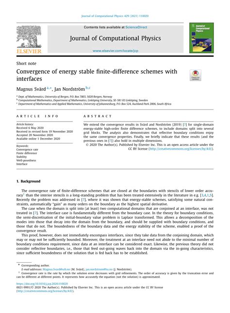 PDF Convergence Of Energy Stable Finite Difference Schemes With Interfaces