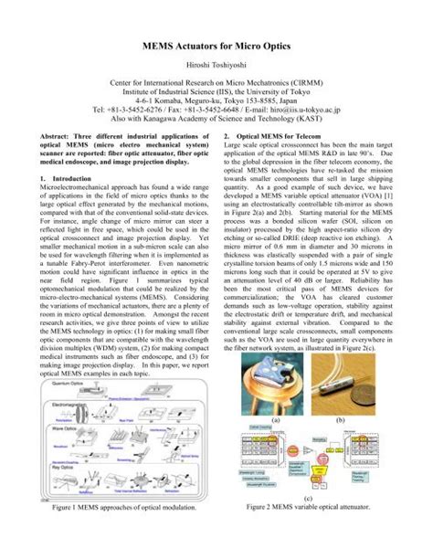 Mems Actuators For Micro Optics