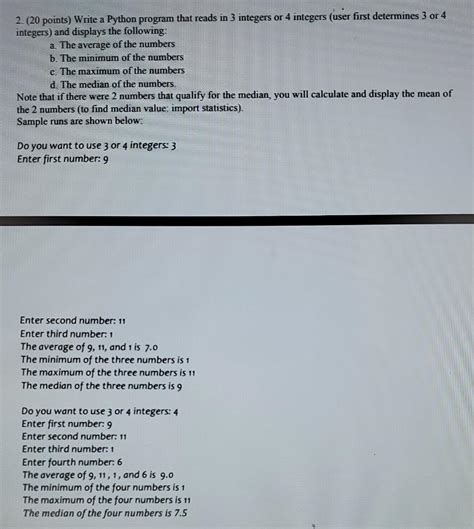 Solved Points Write A Python Program That Reads In Chegg