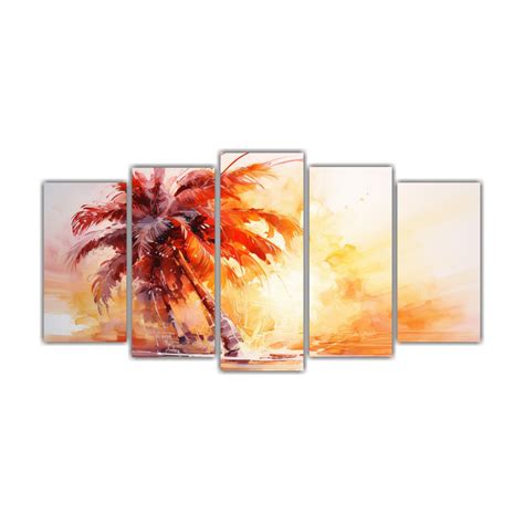 Pintura Abstracta De Palmera Roja Y Naranja En Agua Para Decorar La