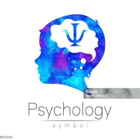 푸른 수채화에 뇌와 심리학 기호와 아이 기호 유형 실루엣 프로필 인간의 머리 사람 어린이 자폐증 어린이 치료 클리닉 교육을위한