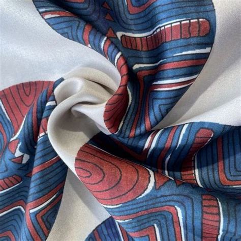 Off White Blue Abstract Print Modal Satin Fabric 17168 At ₹ 2300