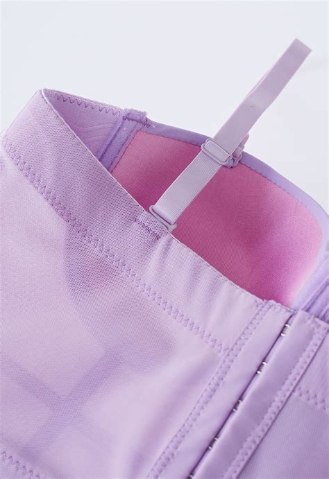 Solid Color Underwire Bustier Crop Top In Lilac Retro Indie And