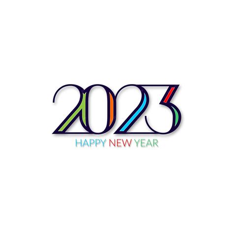 2023 다채로운 새해 복 많이 받으세요 텍스트 타이포그래피 디자인 및 인사말을위한 벡터 일러스트 레이 션 프리미엄 벡터