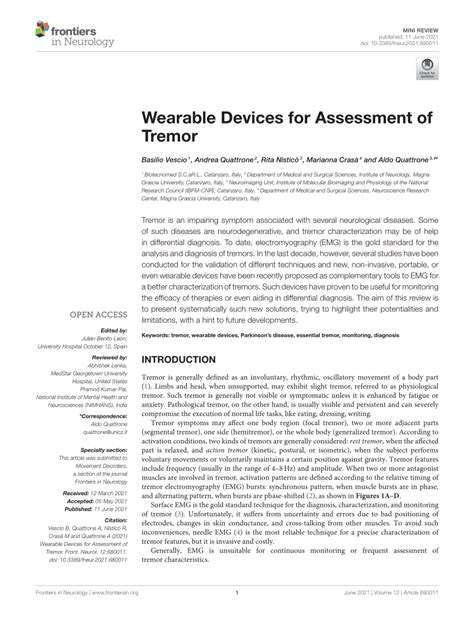 Pdf Wearable Devices For Assessment Of Tremor