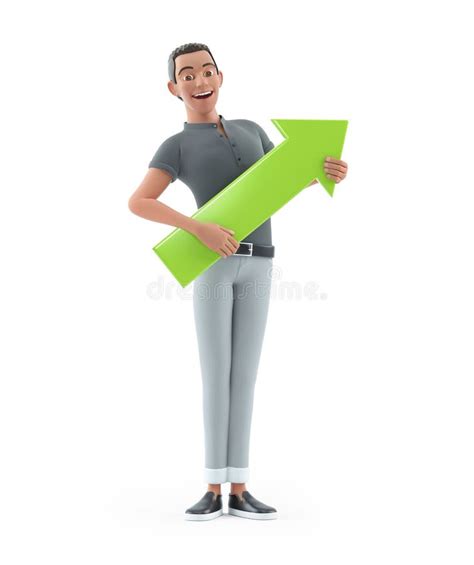 3d Man Holding Green Up Arrow Stock Illustrations 16 3d Man Holding