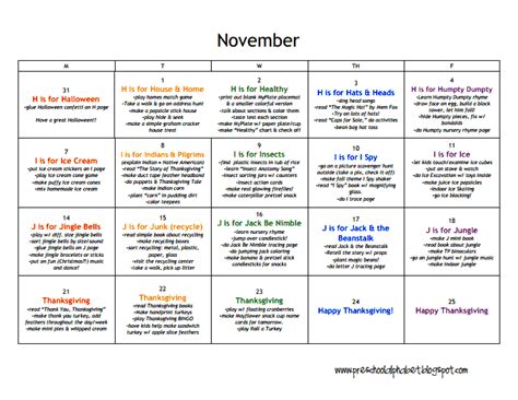 Lesson Plan Ideas For November Preschool