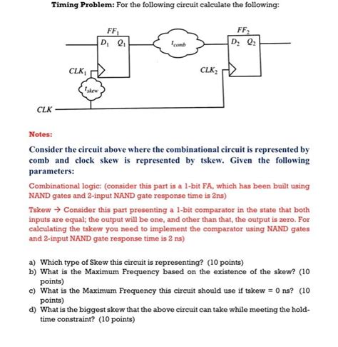 Timing Problem For The Following Circuit Calculate Chegg