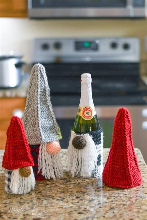 Crochet Gnome Wine Cover Crochet Pattern Crochet Christmas Cozy