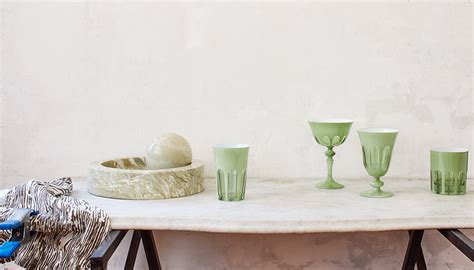 Sir Madam Rialto Glass Tulip Pale Sage Set Of 2