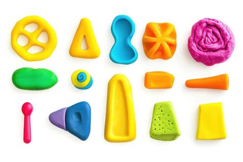Colorful Play Dough Shapes Creatively Arranged On A White Background