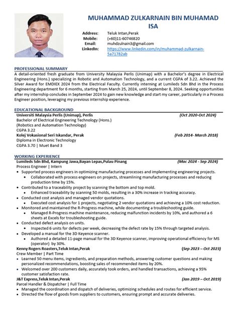 Resume Muhammad Zulkarnain Bin Muhamad Isa Pdf Home Automation