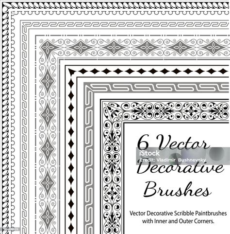 Decorative Vector Brushes With Inner And Outer Corner Stock