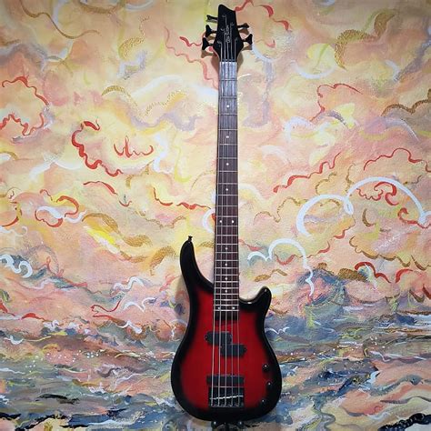 Glen Burton 5 String Electric Bass Red Burst Used Reverb