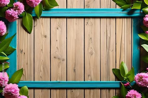Light Wooden Background Template With A Green Border Of A Decorative