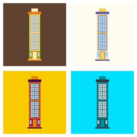 도시의 고층 빌딩 건물 도시 디자인 벡터 Ai Eps Uidownload