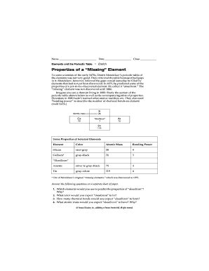 Fillable Online Properties Of A Missing Element Fax Email Print PdfFiller