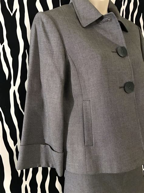Grey Tahari Skirt Suit Vintage Designer Clothing