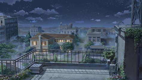 Nighttime Anime Scenery With Stairway