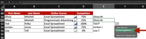 Excel Flash Fill Shortcut