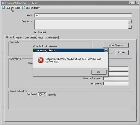 Ccure 9000 Error Cannot Save Because Another Object Exists With Same Configuration