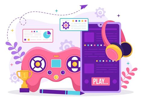 premium vector video game development vector illustration with games