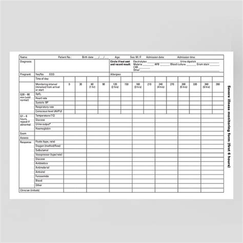 Patient Monitoring Sheet রোগীর মনিটরিং শীট Printing Dhaka Bangladesh