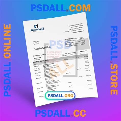 Sutton Bank Statement Pdf Templates