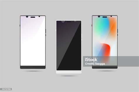 3 스마트폰 전면 보기 흰색과 검은색 빈 화면 장치입니다 벡터를 모의입니다 0명에 대한 스톡 벡터 아트 및 기타 이미지 0명 3가지 개체 Lcd Istock