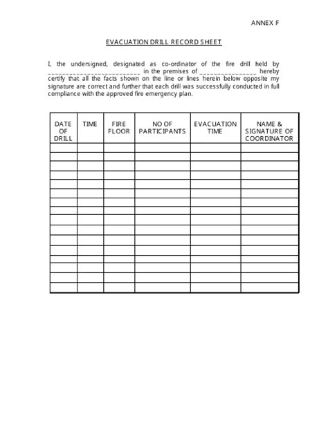 Evacuation Drill Templates Pdf Download Fill And Print For Free