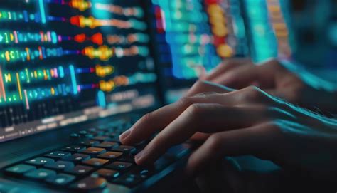 Close Up Of A Geneticists Hands Typing On A Keyboard With The Screen Showing Sophisticated