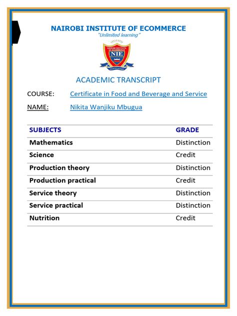 Nairobi Institute Of Ecommerce Transcript Pdf