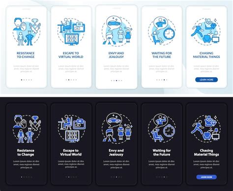 premium vector happiness obstacles light and dark onboarding mobile