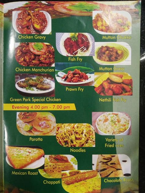 Menu At Hotel Green Park Coimbatore