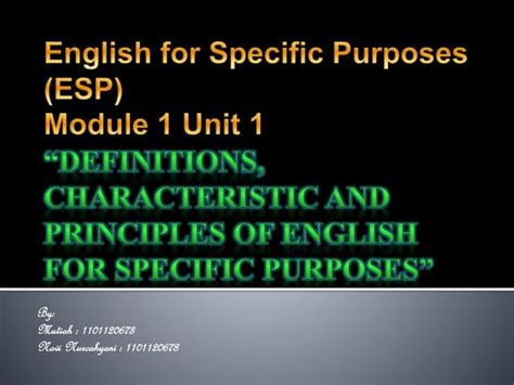 ESP Definitions Characteristics And Principles Of English For