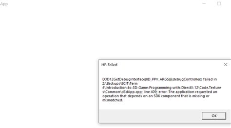 Debugging Dx12 D3d12getdebuginterface App Requested Interface