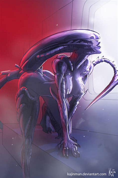 Rule 34 Alien Franchise Alien Girl Breasts Claws Female Xenomorph Kajinman Lips Purple Skin