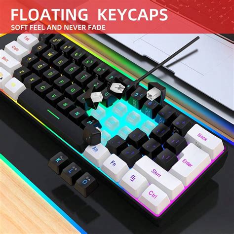 Hxsj Wired Keyboard And Mouse Combo 61 Keys Thin Film Keyboard With Colorful Backlight And