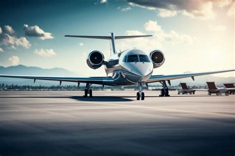 Vista En Primer Plano De Un Avión Jet Privado Estacionado En El