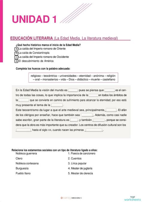 Rima Asonante Y Consonante Ficha Interactiva Topworksheets