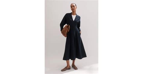 Meem Travel Tailoring Fit And Flare Midi Dress In Blue Lyst