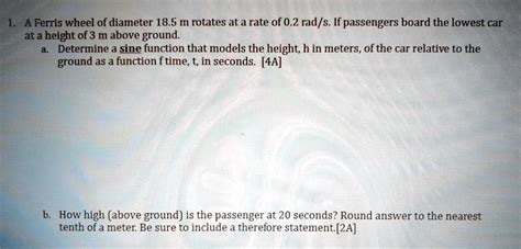 Solved A Ferris Wheel Of Diameter 185 M Rotates At A Rate Of 02 Rad
