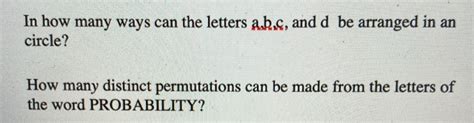 Solved In How Many Ways Can The Letters A B C And D Be Chegg