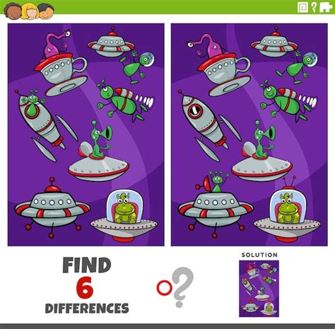 Premium Vector Differences Game With Cartoon Alien Characters