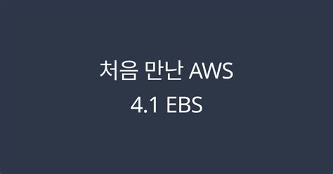 문서 처음 만난 Aws Ebs Frontoverflow