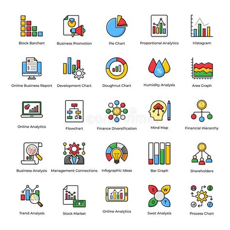 Data Analytics Flat Vectors Pack Stock Vector Illustration Of Icon