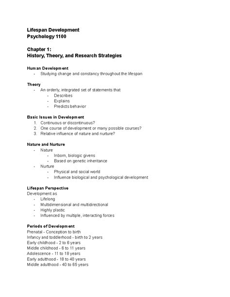 Lifespan Development Chapter Google Docs Lifespan Development