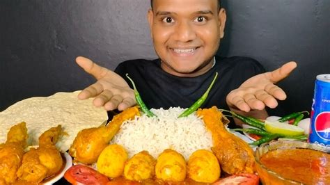 Asmr Eating Spicy Chicken Curry Egg Curry With Basmati Rice Big Bites